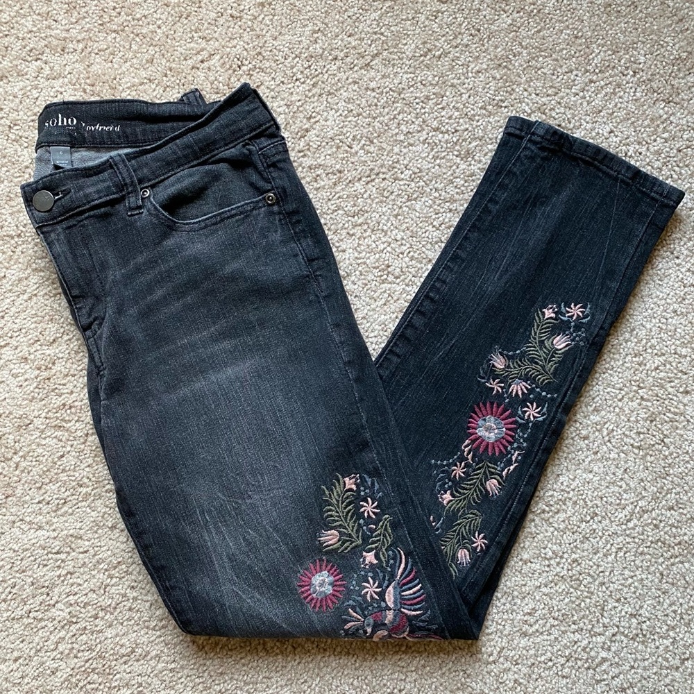 Soho Boyfriend Floral Stitched Jeans - Gem